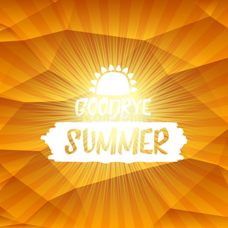 White Goodbye Summer Vector Concept Text Label or Sticker on Orange ...