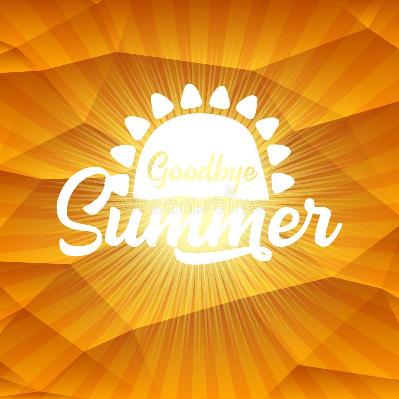 White Goodbye Summer Vector Concept Text Label or Sticker on Orange ...