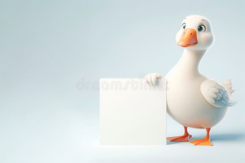 A White Goose with a Blank Sign. Space for Text. Stock Illustration ...