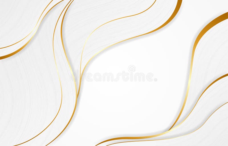 White Gradation Wave Texture Background with Golden Line Stock Vector ...