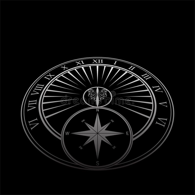 Sundial Perspective Black Background Stock Vector - Illustration of ...