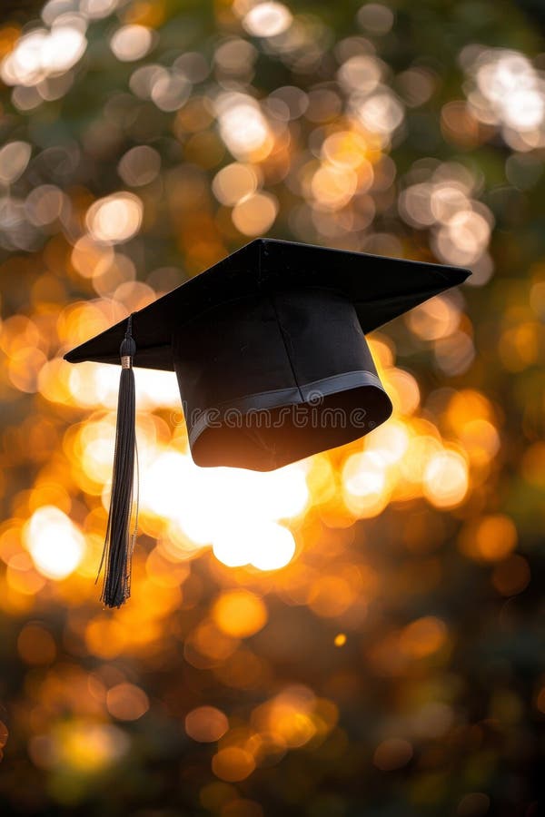 White Graduation Cap Soaring on Sunny University Campus, Symbolizing ...