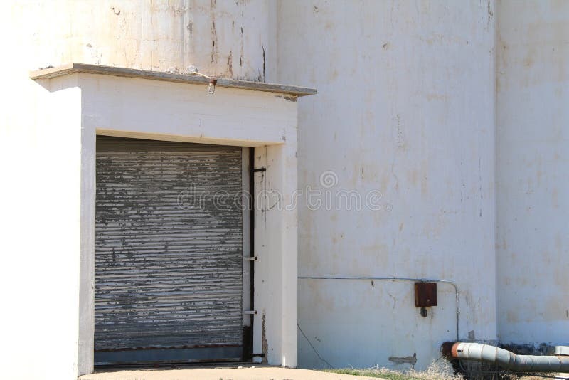 White Grain Silo Building Loading Receiving Door Stock Photo - Image of ...