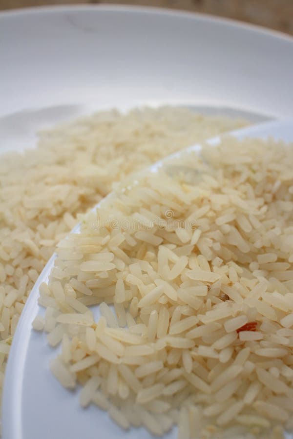 White Grain Rice on a White Plate. Stock Image - Image of healthy, full ...