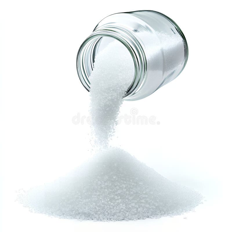 White Granulated Sugar Pouring from a Glass Jar Stock Illustration ...