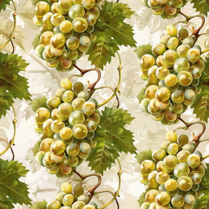 White Grapes Seamless Pattern, Grape Vintage Postcard Tile, Grapevine ...
