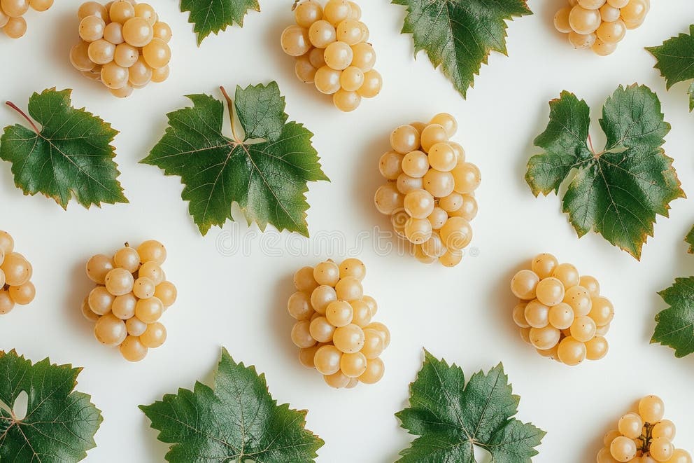 White Grapes, Seen from Above, Isolated on a Plain White Surface Stock ...