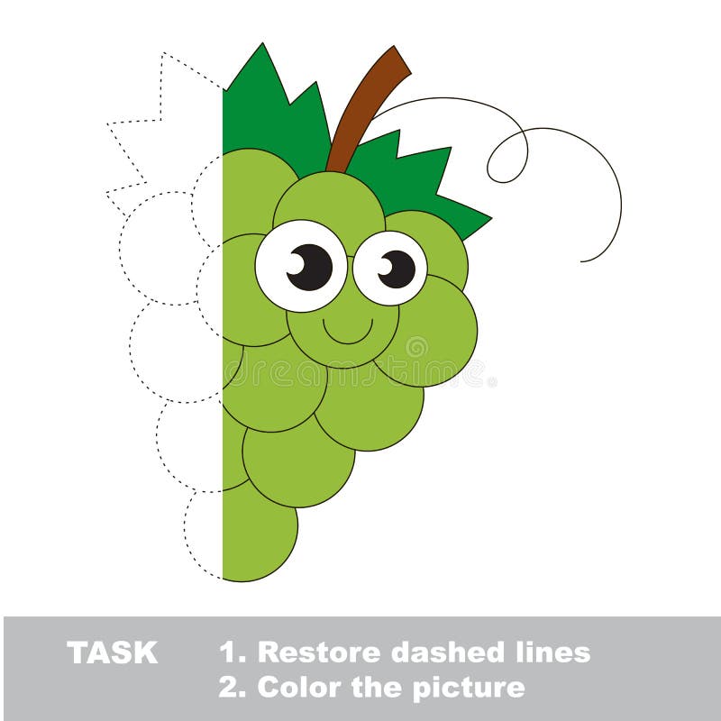 White Grapes To Be Colored. Vector Trace Game. Stock Vector ...