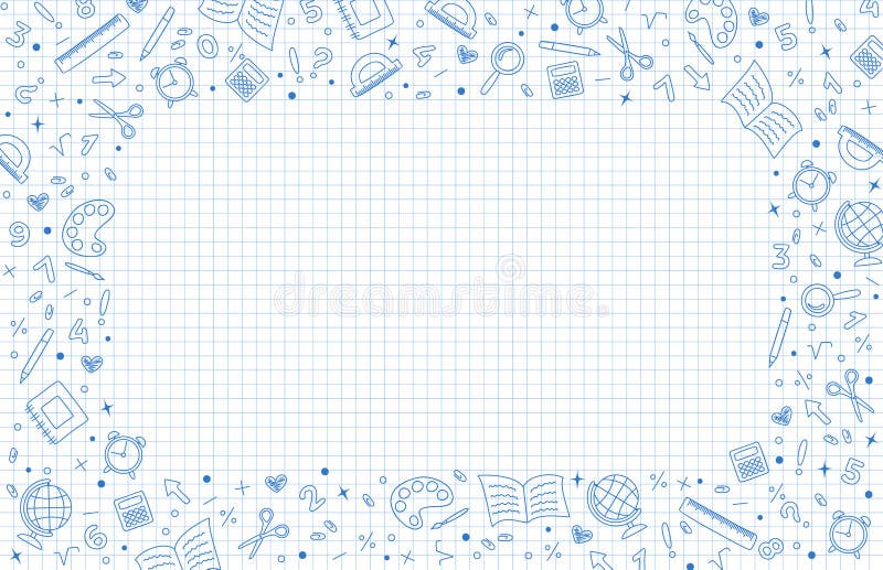 School Background with Copy Space. White Graph Background with Frame of ...
