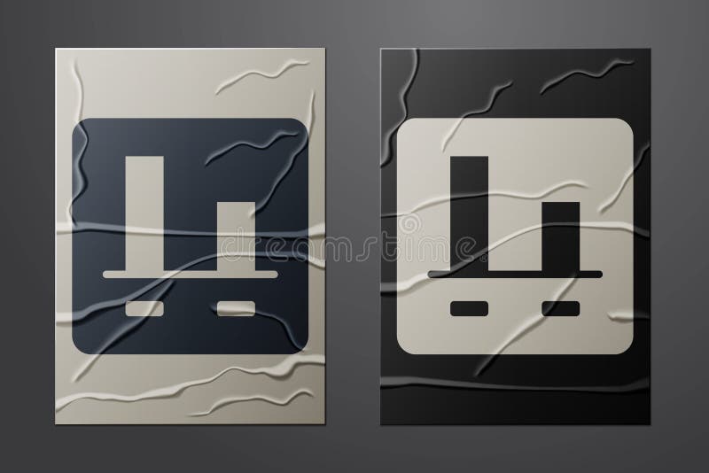 White Graph, Chart, Diagram, Infographic Icon Isolated on Crumpled ...
