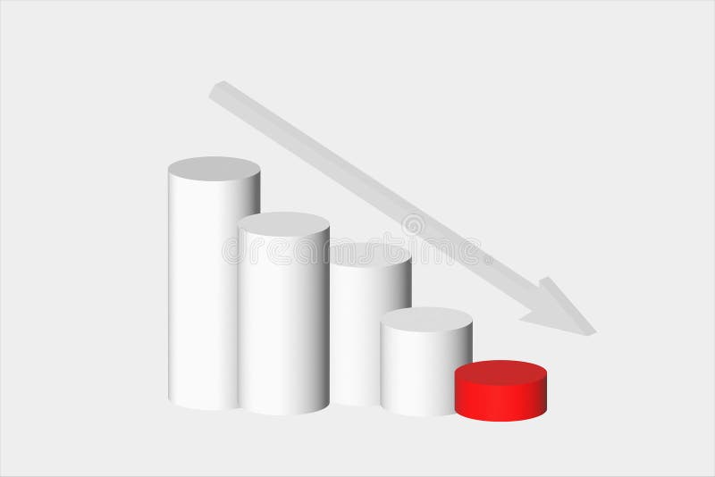 A White Graph of Falling from Tubes with a Down Arrow. Stock ...