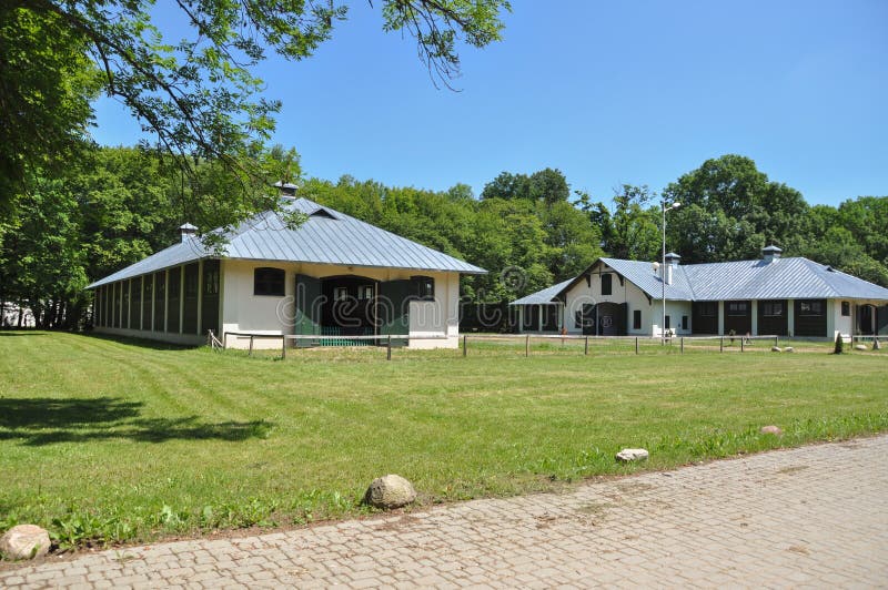 White and Graphite Modern Buildings Stables for Horses Stock Image ...