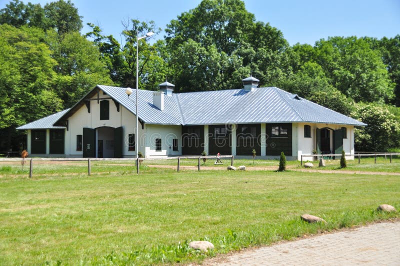 White and Graphite Modern Buildings Stables for Horses Stock Photo ...