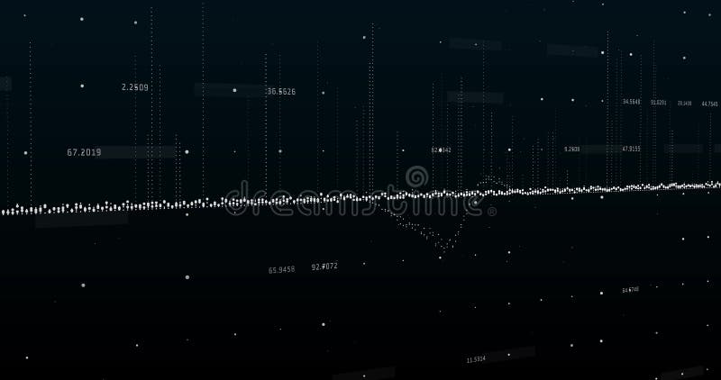 White Graphs and Numbers Moving Against Black Background Stock ...