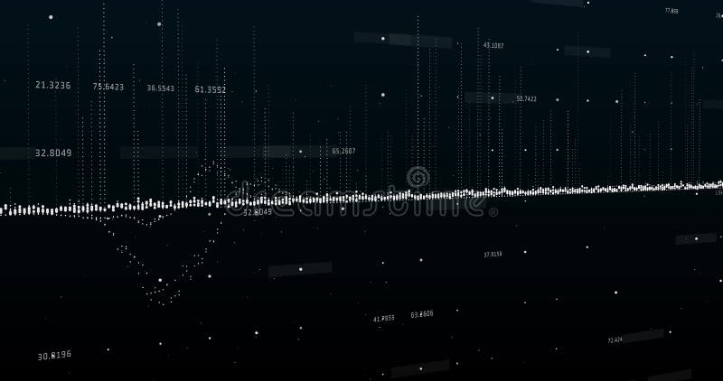 White Graphs and Numbers Moving Against Black Background Stock ...