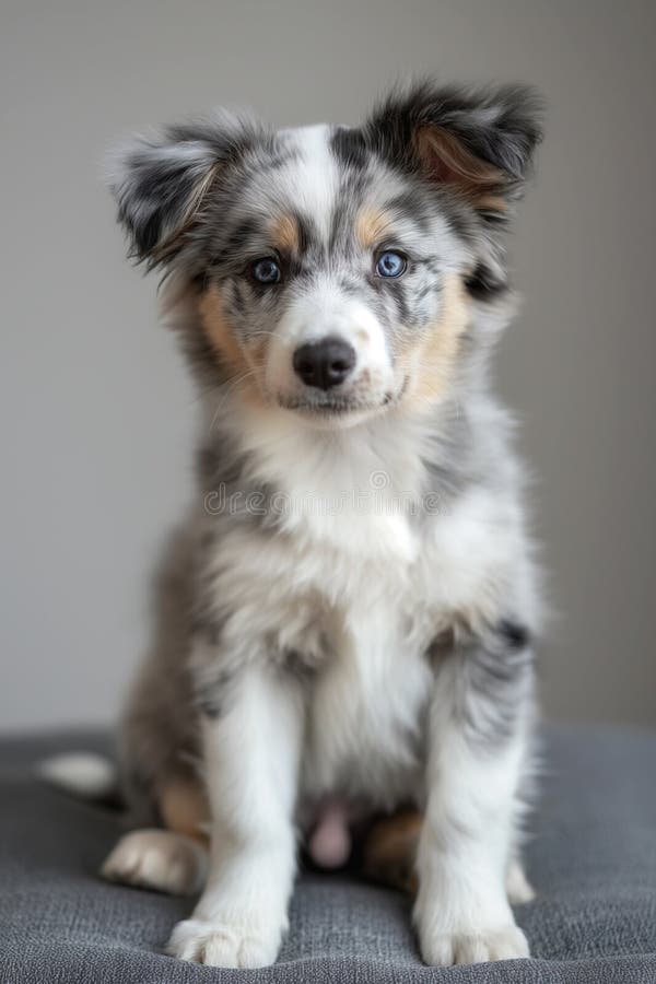 White and Gray Australian Shepherd Puppy Stock Illustration ...
