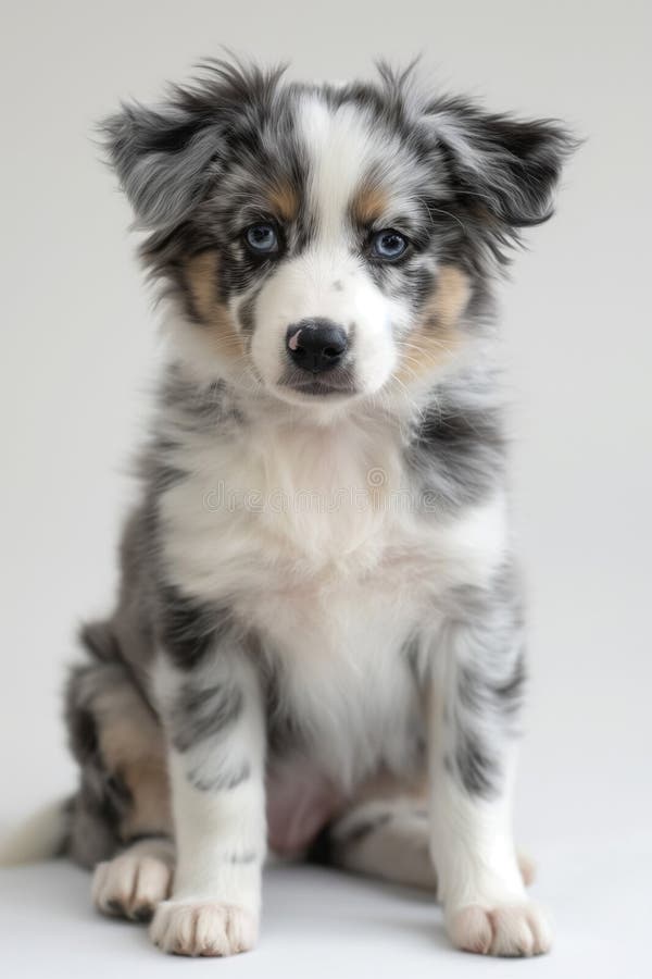 White and Gray Australian Shepherd Puppy Stock Illustration ...