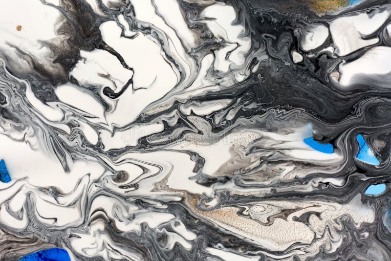 White, Gray and Black Ripple Pattern on Blue Background. Marble ...