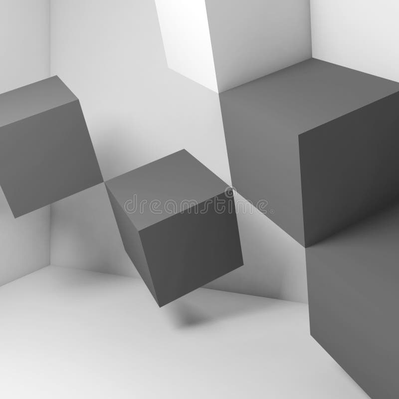 White and Gray Cubes Installation 3d Stock Illustration - Illustration ...