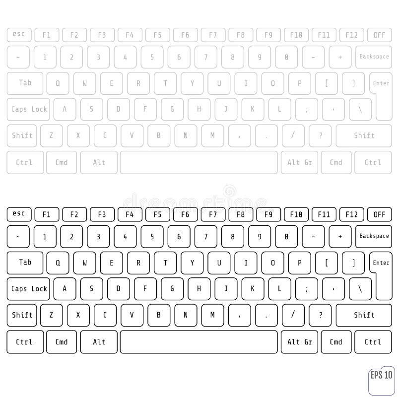 White and Gray Laptop Computer Wireless Keyboard Top View with K Stock ...