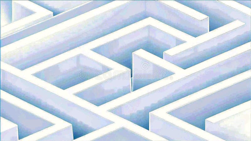White-Gray Maze: Parallel Camera View Stock Illustration - Illustration ...