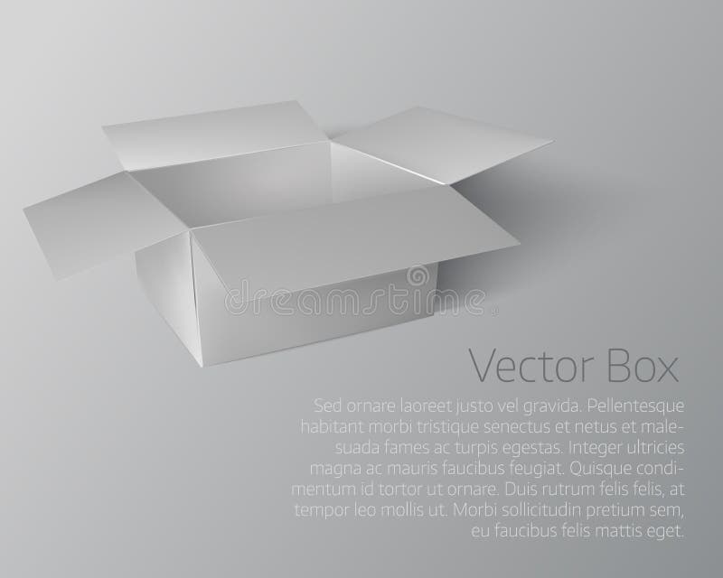 White Gray Open Lid Packaging Box on Isolated White Background Stock ...
