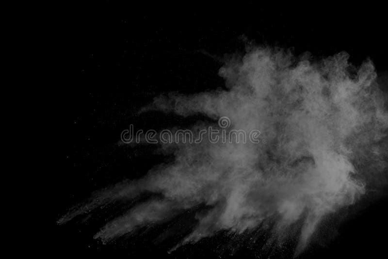 White Gray Powder Explosion on Black Background. Stock Image - Image of ...