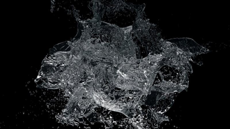 White and Gray Water Overlay Splash on Liquid Surface Isolated on Black ...