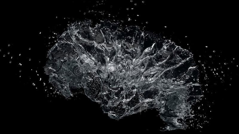 White and Gray Water Overlay Splash on Liquid Surface Isolated on Black ...