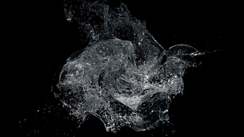 White and Gray Water Overlay Splash on Liquid Surface Isolated on Black ...