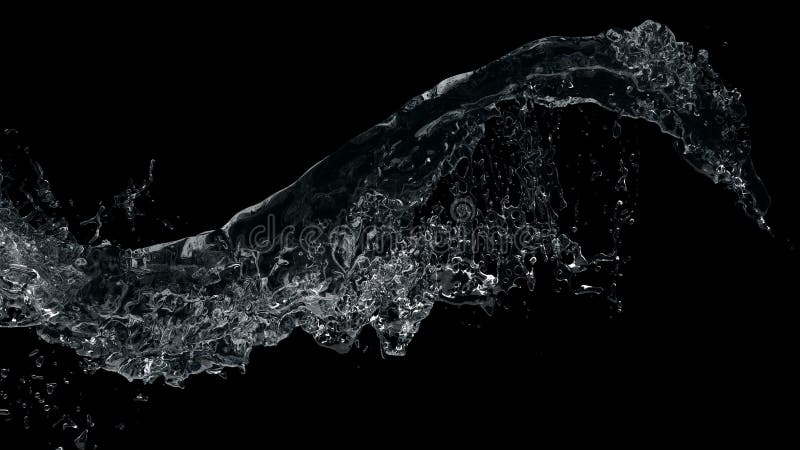 White and Gray Water Overlay Splash on Liquid Surface Isolated on Black ...