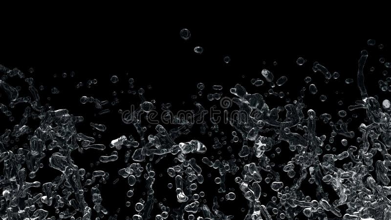 White and Gray Water Overlay Splash on Liquid Surface Isolated on Black ...