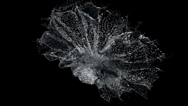 White and Gray Water Overlay Splash on Liquid Surface Isolated on Black ...