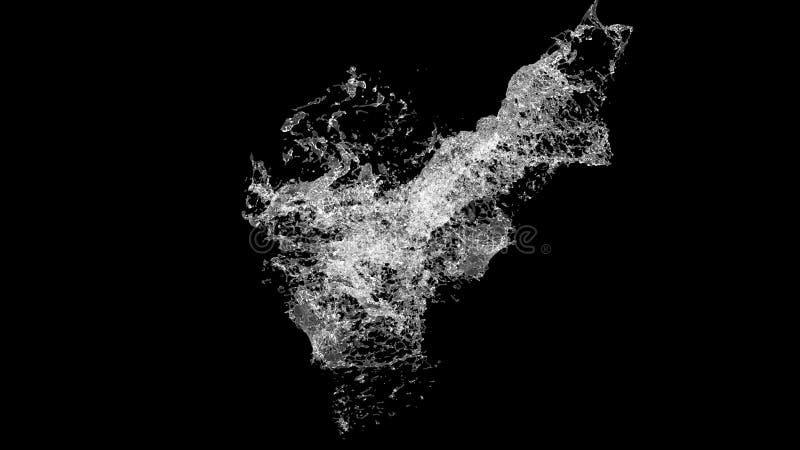 White and Gray Water Overlay Splash on Liquid Surface Isolated on Black ...