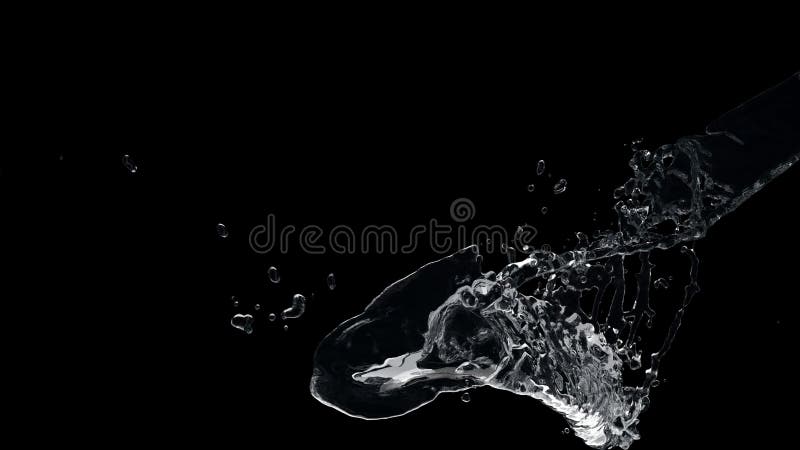 White and Gray Water Overlay Splash on Liquid Surface Isolated on Black ...
