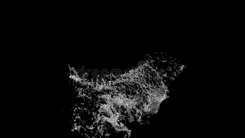 White and Gray Water Overlay Splash on Liquid Surface Isolated on Black ...