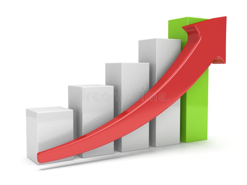 White and Green Bar Graph with Red Arrow Stock Illustration ...