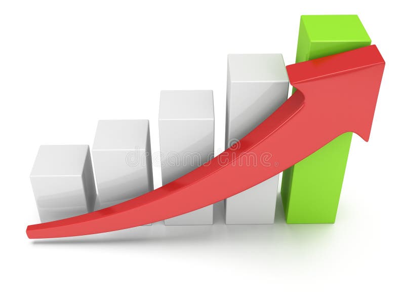 White and Green Bar Graph with Red Arrow Stock Illustration ...