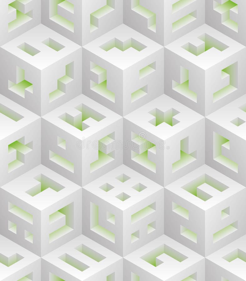 White Green Cubes Isometric Seamless Pattern. Stock Vector ...