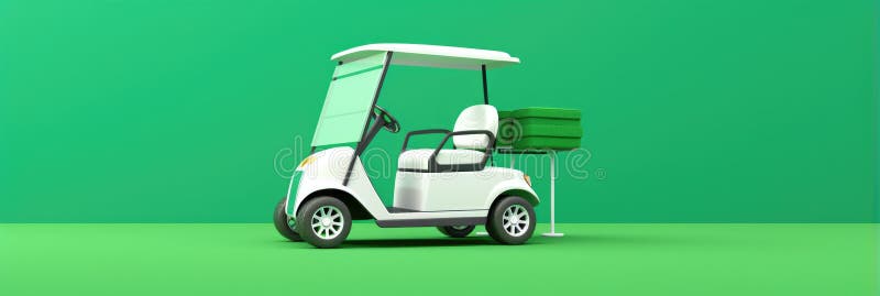 A White and Green Golf Cart on a Green Background Stock Illustration ...