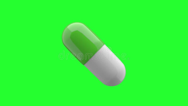 Two White-green Pills Isolated. Green Screen Stock Illustration ...
