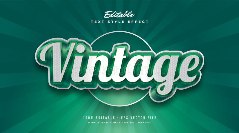 White and Green Vintage Text Style with 3D and Embossed Effect ...
