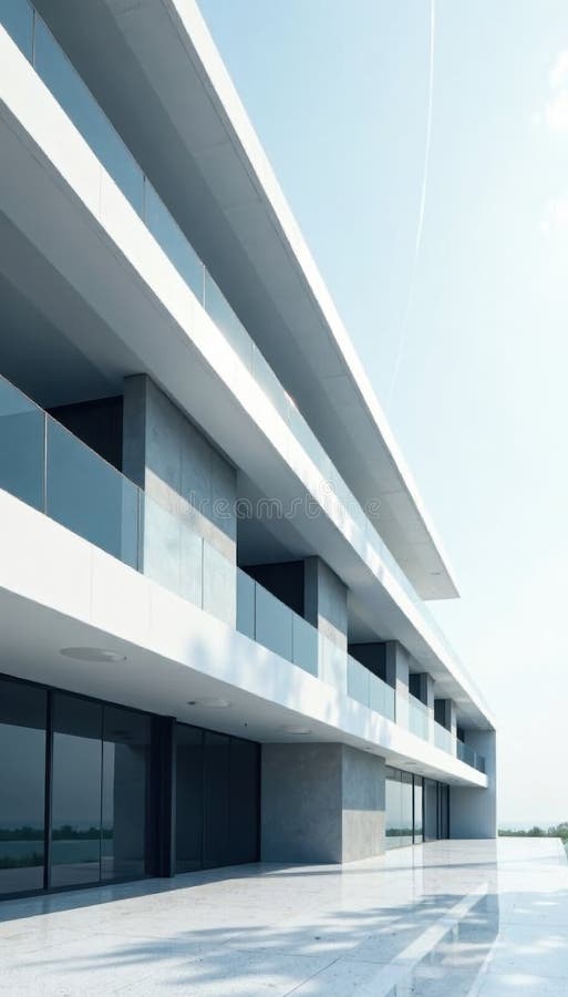 White and Grey Architectural Lines, Sleek Futuristic Building Facade ...