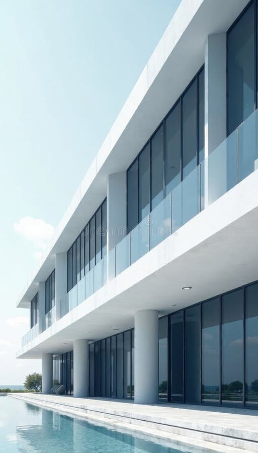 White and Grey Architectural Lines, Sleek Futuristic Building Facade ...