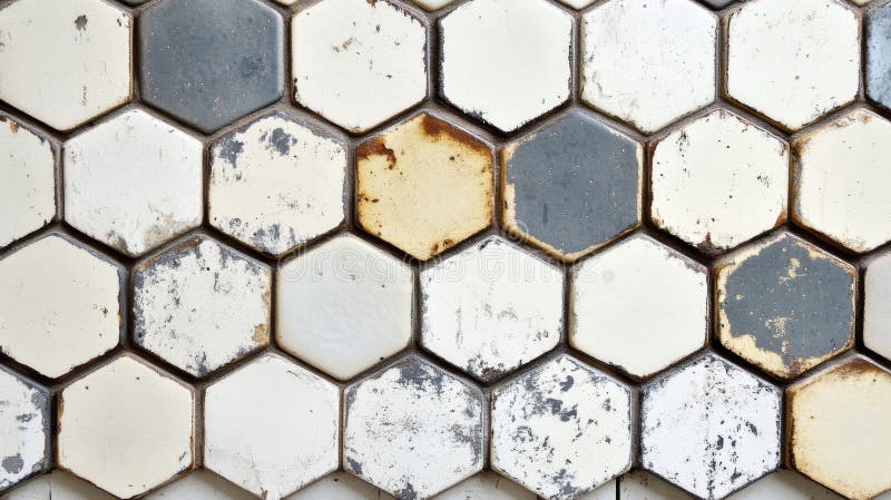 White Grey Beige Hexagon Tiles Pattern Texture Stock Illustration ...