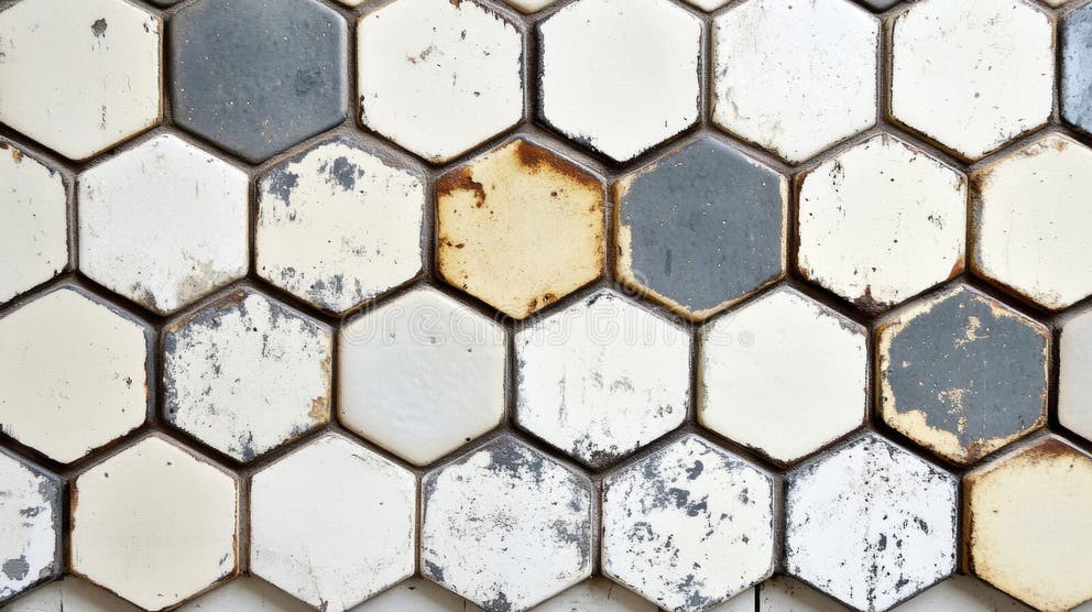 White Grey Beige Hexagon Tiles Pattern Texture Stock Illustration ...