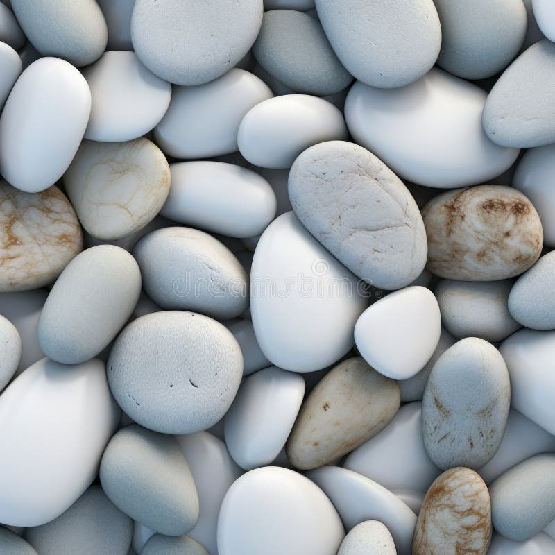 Photorealistic White Pebbles on Concrete Surface Stock Illustration ...