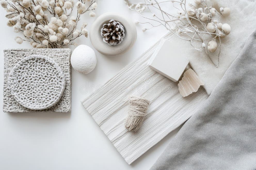 White and Grey Decor Elements Arranged on a White Background Stock ...