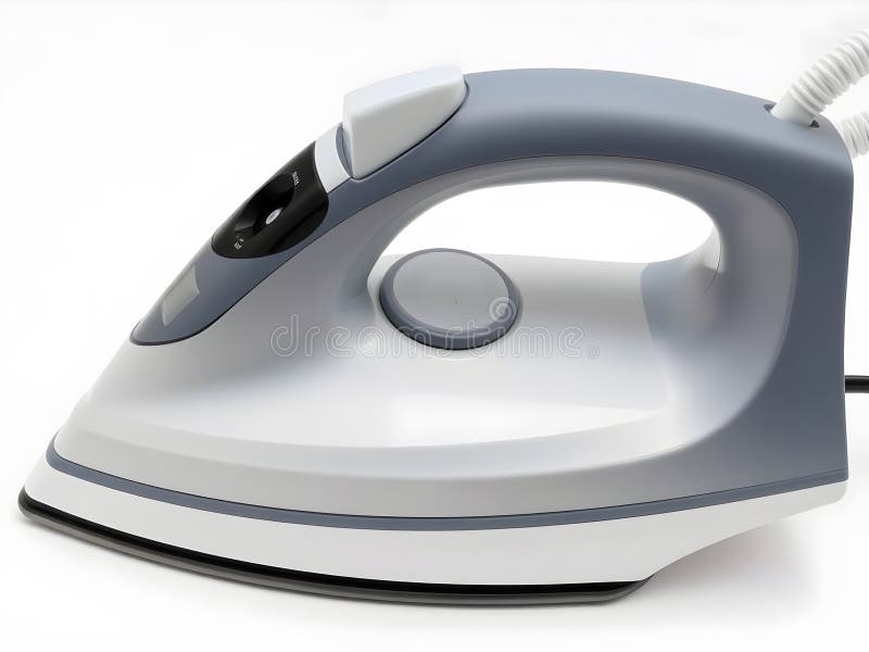 A White and Grey Electric Iron with a Steam Function Stock Illustration ...