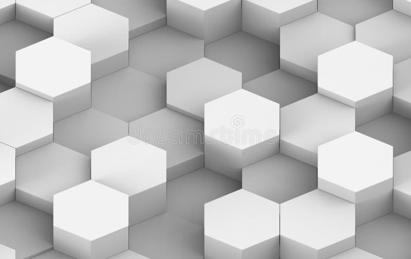 White and Grey Hexagon Background Texture. 3d Render Stock Illustration ...